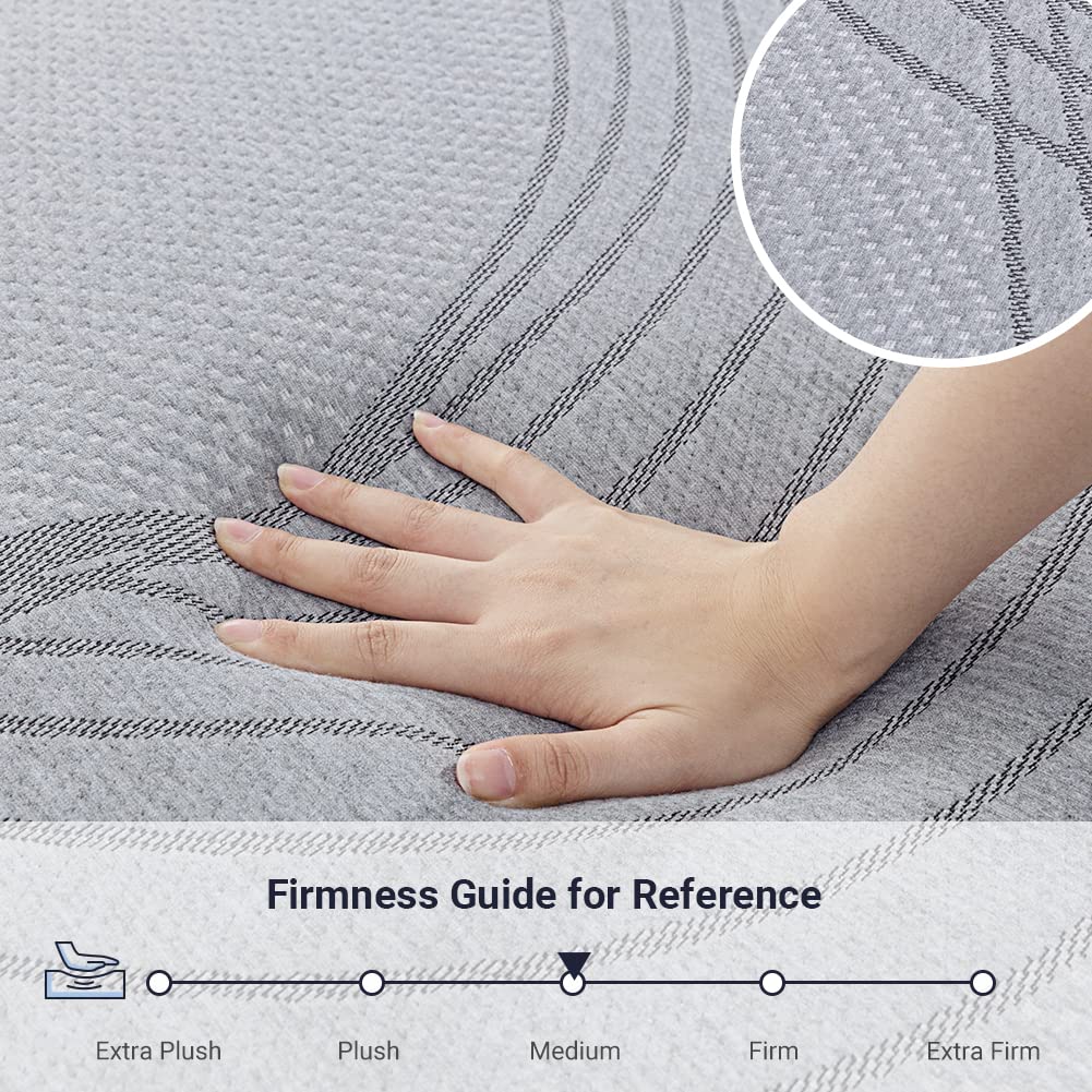 Avenco Queen Mattress, Grey Queen Memory Foam Mattress, 10 Inch Queen Size Mattress in a Box with Skin-Friendly Cover, 2 Foam Layers for Cooling, Supportive & Pressure Relieving