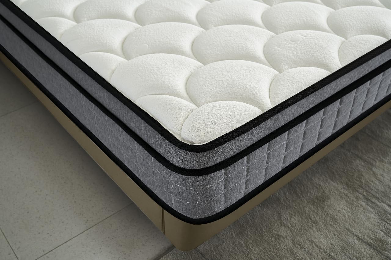 Container Furniture Direct Hybrid 12 Inch Queen Mattress in a Box, Pillow Top Bed Cushion with Gel Infused Memory Foam, Breathable and Hypoallergenic, Medium Firm for Lumbar Support