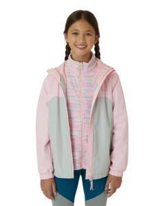 eddie bauer girls' rain jacket - lone peak waterproof 3 in 1 insulated windbreaker coat with removable fleece lining (5-20), size 8, soft pink