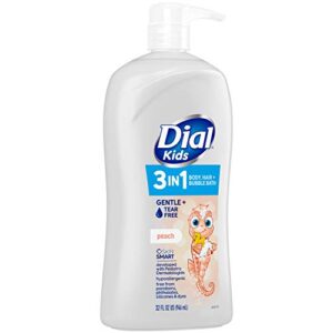 Dial Kids 3-in-1 Body+Hair+Bubble Bath, Peach, 32 fl oz