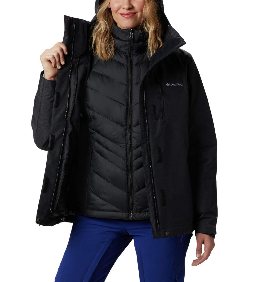 Columbia Women's Whirlibird Iv Interchange Jacket, Black Crossdye, Large