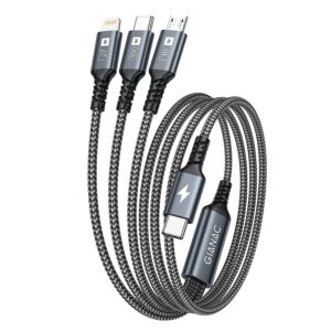 gianac 100w usb c multi charging cable [1.2m] 3 in 1 charging cable with e-mark chip, usb c [100w]+lightning[27w]+micro[10w] for samsung s23,ipad pro, ipad mini, macbook pro/air/iphone14 13 12 11