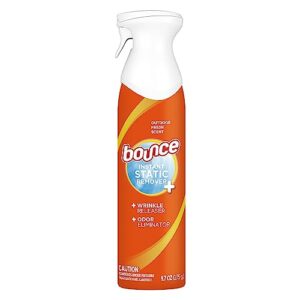 bounce anti static spray, 3 in 1 instant anti static spray & instant wrinkle release, odor eliminator and fabric refresher spray (9.7 fl oz, pack of 1)