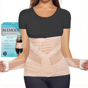 MAMODY 3 in 1 Postpartum Belly Wrap Postpartum Belly Band Support Recovery Belt, After Birth Brace, Body Shaper Waist Shapewear (XL, Classic Beige)