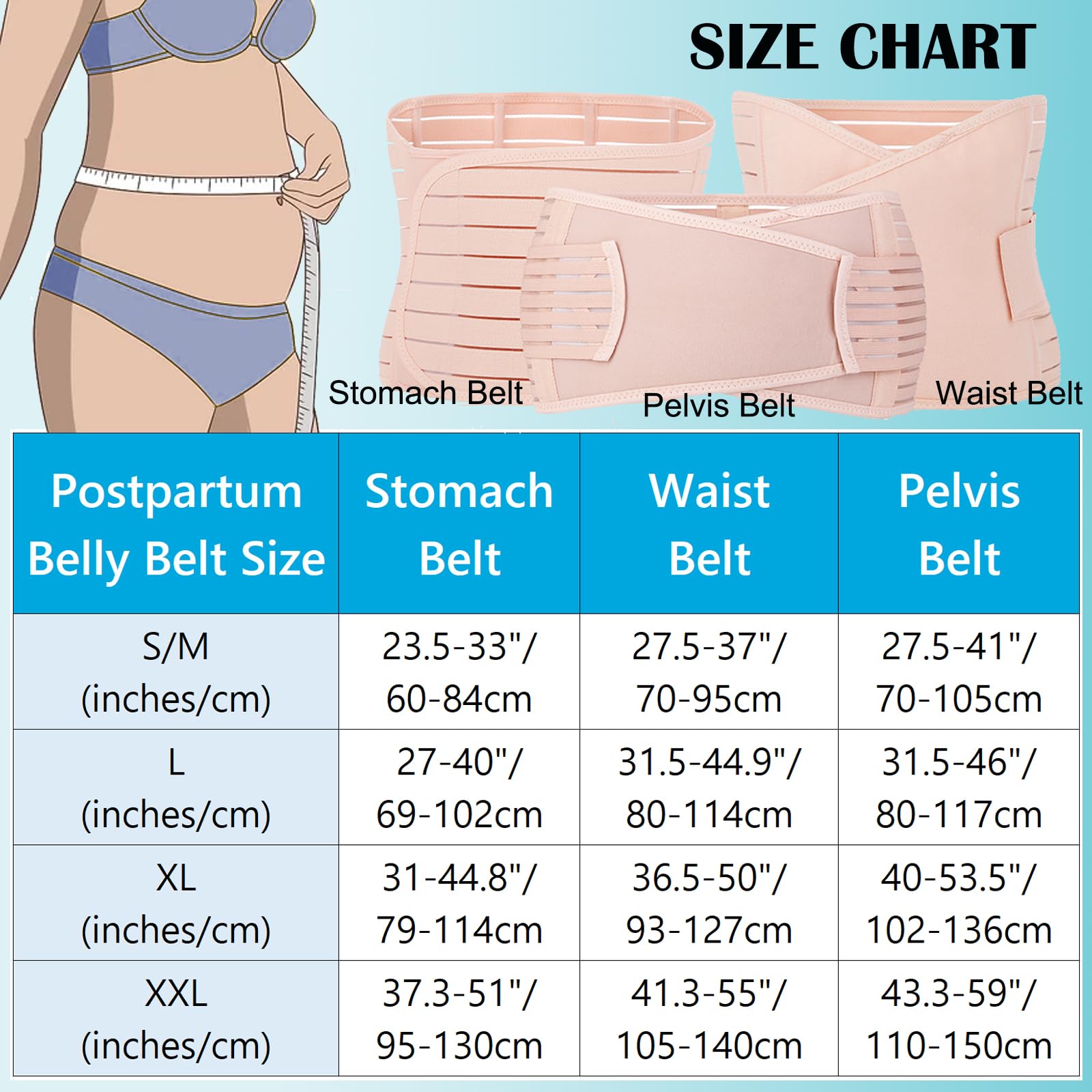 MAMODY 3 in 1 Postpartum Belly Wrap Postpartum Belly Band Support Recovery Belt, After Birth Brace, Body Shaper Waist Shapewear (XL, Classic Beige)