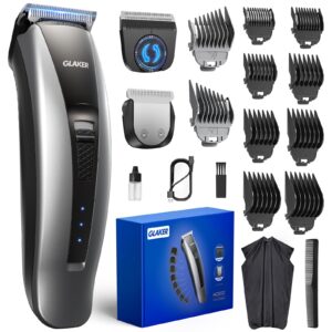 glaker hair clippers for men - cordless 2 in 1 versatile hair trimmer with 10 guards, 2 detachable blades & turbo motor, professional beard grooming kit for barbers, ideal gift for men