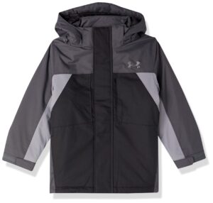 under armour boys westward 3-in-1 jacket, removable hood & liner, windproof water repellant 3 in 1 jacket, black gray block, small us