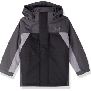 Under Armour boys Westward 3-in-1 Jacket, Removable Hood & Liner, Windproof Water Repellant 3 in 1 Jacket, Black Gray Block, Small US