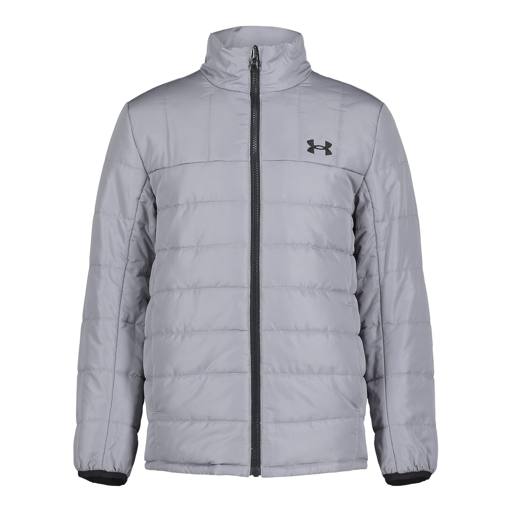 Under Armour boys Westward 3-in-1 Jacket, Removable Hood & Liner, Windproof Water Repellant 3 in 1 Jacket, Black Gray Block, Small US