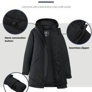 Ampake Women's 3 in 1 Parka Jacket Warm Winter with Detachable Puffer Coat (Black,L)