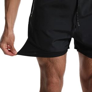 OEBLD Men’s Running Shorts 3 Inch Workout Gym 2-in-1 Pants Athletic Compression Track Tights with Zipper Pockets Lightweight Quick Dry Sports Black