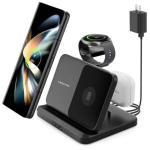 wireless charger for samsung and android 3 in 1 foldable samsung charging station for s24/s23 /s22 /s21/s20, z fold 5/4/3, z flip 5/4/3, samsung watch charger 6 classic/5/5 pro/4/3,galaxy buds