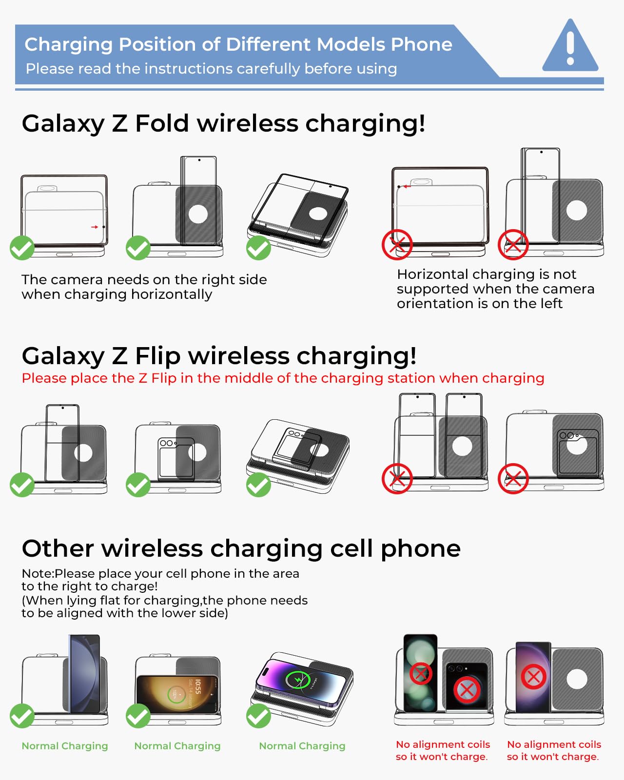 Wireless Charger for Samsung and Android 3 in 1 Foldable Samsung Charging Station for S24/S23 /S22 /S21/S20, Z Fold 5/4/3, Z Flip 5/4/3, Samsung Watch Charger 6 Classic/5/5 Pro/4/3,Galaxy Buds