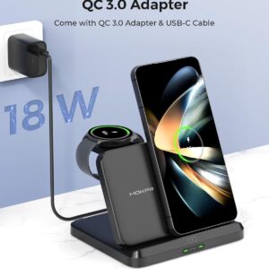 Wireless Charger for Samsung and Android 3 in 1 Foldable Samsung Charging Station for S24/S23 /S22 /S21/S20, Z Fold 5/4/3, Z Flip 5/4/3, Samsung Watch Charger 6 Classic/5/5 Pro/4/3,Galaxy Buds