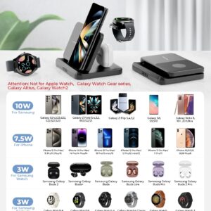 Wireless Charger for Samsung and Android 3 in 1 Foldable Samsung Charging Station for S24/S23 /S22 /S21/S20, Z Fold 5/4/3, Z Flip 5/4/3, Samsung Watch Charger 6 Classic/5/5 Pro/4/3,Galaxy Buds