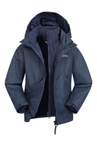 mountain warehouse fell kids 3 in 1 jacket - packaway hood, triclimate coat navy 11-12 years