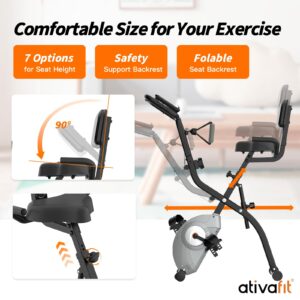 ATIVAFIT Exercise Bike Foldable Fitness Indoor Stationary Bike Magnetic 3 in 1 Upright Recumbent Exercise Bike for Home Workout (gray)