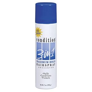 Condition 3-in-1 Maximum Hold Unscented Hairspray, 7 Ounce (Pack of 3)