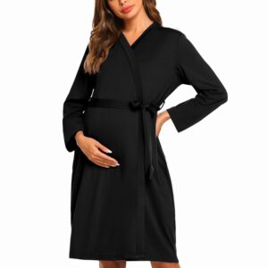 Ekouaer Maternity Robe 3 in 1 Labor Delivery Nursing Gown Hospital Breastfeeding Dress Bathrobes