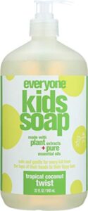 everyone 3-in-1 soap for every kid safe, gentle and natural shampoo, body wash, and bubble bath, tropical coconut twist, 1 count