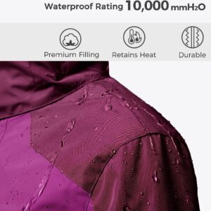 wantdo Big Girl's 3 in 1 Ski Jacket Snow Warm Winter Coat Waterproof Interchange Coat Purple 10-12