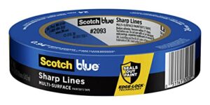 scotchblue sharp lines multi-surface painter's tape, 0.94 inches x 60 yards, blue, paint tape protects surfaces and removes easily, edge-lock painting tape for indoor and outdoor use (2093-24ec)