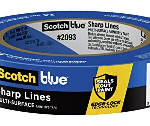 ScotchBlue Sharp Lines Multi-Surface Painter's Tape, 0.94 Inches x 60 Yards, Blue, Paint Tape Protects Surfaces and Removes Easily, Edge-Lock Painting Tape for Indoor and Outdoor Use (2093-24EC)