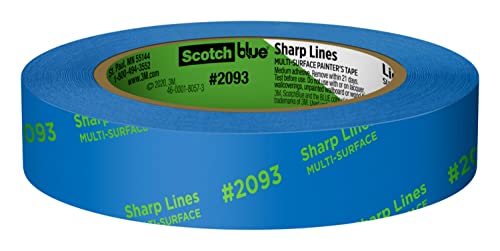 ScotchBlue Sharp Lines Multi-Surface Painter's Tape, 0.94 Inches x 60 Yards, Blue, Paint Tape Protects Surfaces and Removes Easily, Edge-Lock Painting Tape for Indoor and Outdoor Use (2093-24EC)