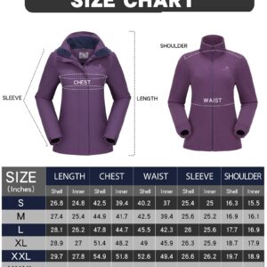 CAMELSPORTS Womens Ski Jackets Waterproof Fleece Snow Coat 3 in 1 Snowboarding Jackets Winter Warm Windbreaker Raincoat Outdoor