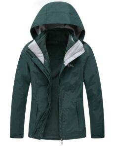 diamond candy womens winter coat waterproof rain jacket for ski, 3 in 1 fleece jacket with hood