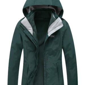 Diamond Candy Womens Winter Coat Waterproof Rain Jacket for Ski, 3 in 1 Fleece Jacket with Hood