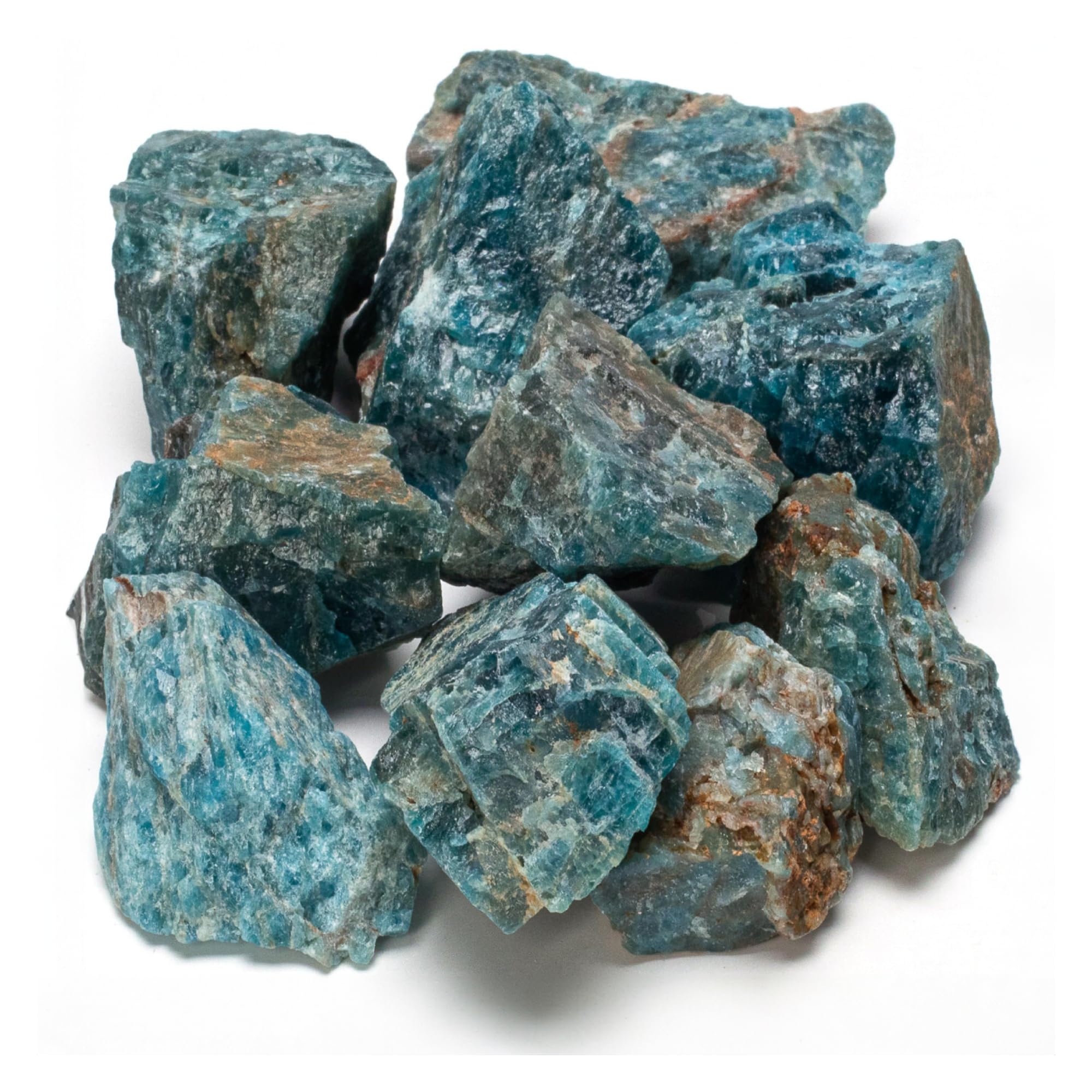 KALIFANO Rough Blue Apatite 10 Stone Bulk Bundle with Healing & Calming Effects - AAA Grade High Energy Raw Apatito Azul - Reiki Crystal Used for Rock Tumbling and Lapidary (Family Owned and Operated)