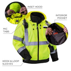 Ergodyne unisex adult 3-in-1 Hi-vis 3 in 1 Hi Vis Winter Bomber Jacket, Lime, Medium US