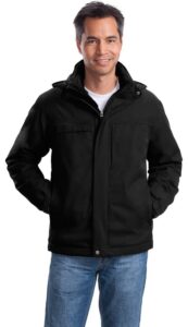 port authority men's herringbone 3 in 1 parka s black