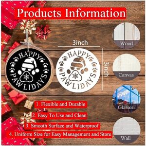 Small Christmas Stencils for Painting on Wood Reusable - 3 Inches Round Holiday Xmas Drawing Ornaments Stencil Templates for DIY Crafts Tier Tray Wood Décor (60pcs words 3in round-1)