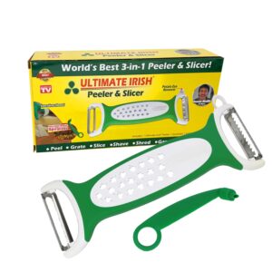 ultimate irish peeler & slicer – ronnie neville’s original as seen on tv 3 in 1 kitchen tool, vegetable peeler & slicer, stainless steel kitchen tools, cheese slicer, potato peeler, julienne peeler