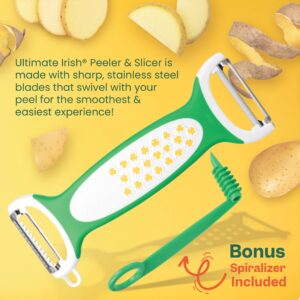 Ultimate Irish Peeler & Slicer – Ronnie Neville’s Original as Seen on TV 3 in 1 Kitchen Tool, Vegetable Peeler & Slicer, Stainless Steel Kitchen Tools, Cheese Slicer, Potato Peeler, Julienne Peeler