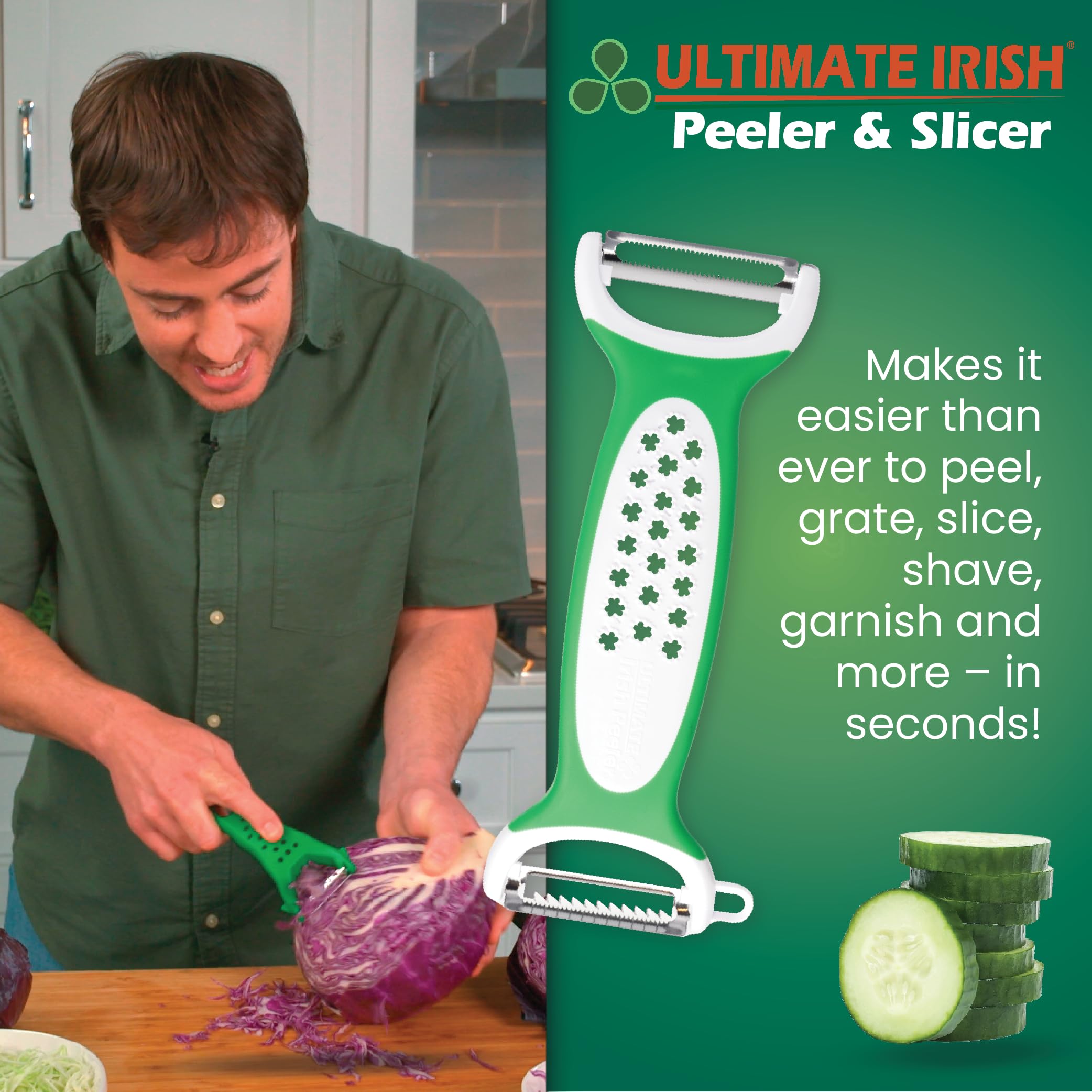 Ultimate Irish Peeler & Slicer – Ronnie Neville’s Original as Seen on TV 3 in 1 Kitchen Tool, Vegetable Peeler & Slicer, Stainless Steel Kitchen Tools, Cheese Slicer, Potato Peeler, Julienne Peeler