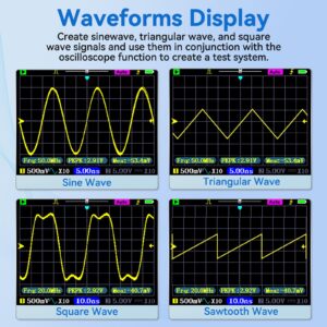 3 in 1 Portable 2CH Handheld Oscilloscope [2023 Upgraded] 120MHz Bandwidth 500MSa/s + Digital Multimeter Tester Auto Range+ Waveform Generator