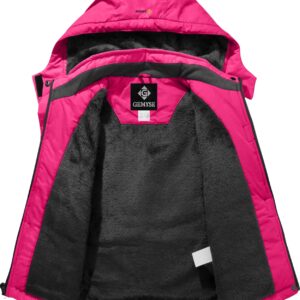 GEMYSE Girl's Waterproof Ski Snow Jacket Fleece Windproof Winter Jacket with Hood (Watermelon Red,6/7)