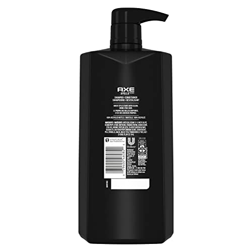 AXE Wash & Care 2-in-1 Shampoo & Conditioner Apollo Wash & Care 4 Count for Clean & Strong Hair Sage & Cedarwood 100% Recycled Bottle 28 oz