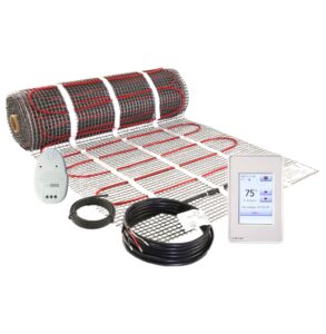 luxheat 30 sqft mat kit, 120v electric radiant floor heating system for under tile, stone and laminate. kit includes alarm, heated floor mat, oj microline programmable thermostat with gfci & sensor