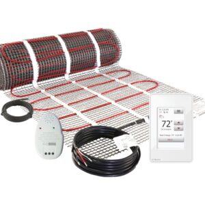 LuxHeat 150 Sqft Mat Kit (120v) Electric Radiant Floor heating System for Under Tile & Laminate. Underfloor Heating Kit Includes Heat Mat, Alarm & OJ Microline WiFi Programmable Thermostat with GFCI