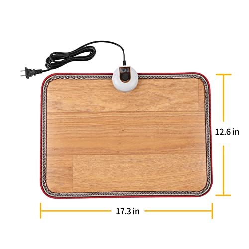 Livtribe AC 110V Heated Floor Mat for Foot, Wood Stripe Carbon Crystal Heating Pad, Electric Heated Foot Warmers for Office, Home Brown