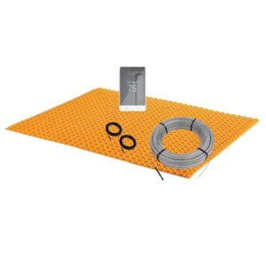 schluter systems ditra heat electric radiant floor heating kit: programmable touchscreen smart wifi thermostat dhert105/bw, heated cable 120v 43 sq ft, underlayment - uncoupling membrane 67.2 sq ft