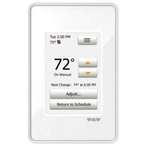 ditra-heat programmable touchscreen thermostat [ditra-heat-e-rt] controls 120/240v floor heat systems, sleek bright white design, built-in gfci, includes floor sensor