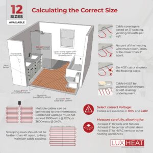 LuxHeat Floor Heating Cable Set 200 Sqft - 240v Electric Radiant Floor Heating System Under Tile. Set Includes, Floor Heating Cable, Strapping, UDG4 OJ Microline Programmable Thermostat with GFCI