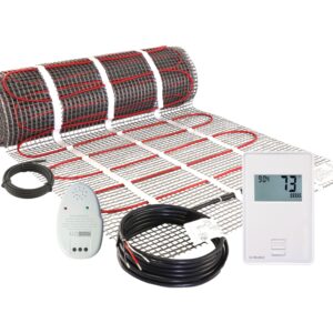 LuxHeat 80 Sqft Mat Kit, 120v Electric Radiant Floor heating System for Under Tile & Laminate. Floor Heat Kit Includes Heating Mat, Alarm, OJ Microline Non Programmable Thermostat with GFCI & Sensor