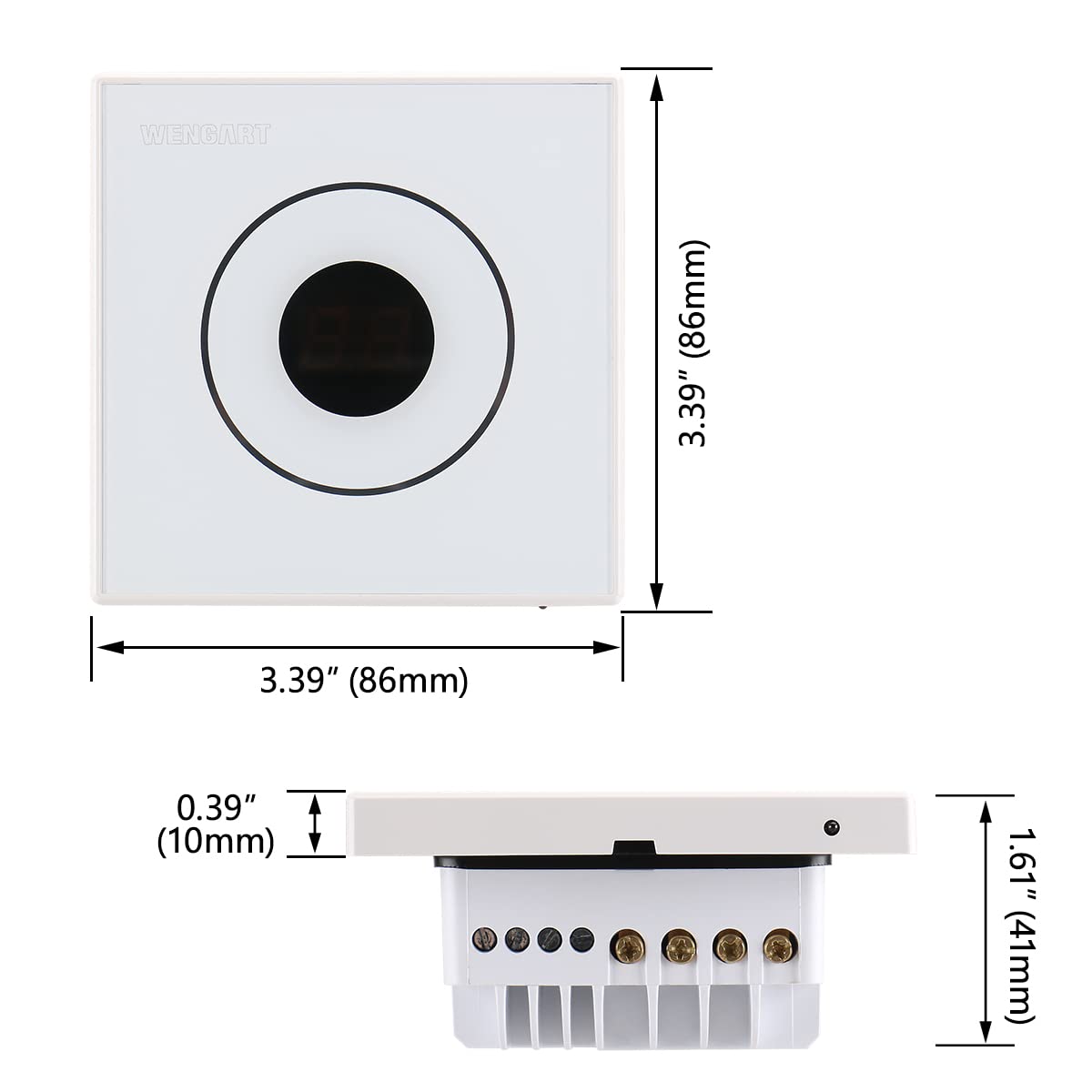 Wengart Heat Only Thermostat WG502,Line Voltage 120v 3A Touch Screen for Floor Heating Link Gas Boiler White