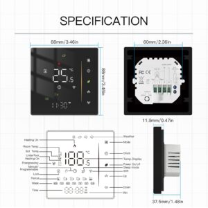 Professional Smart Thermostat,APP Control, WIFI,Programmable,Intelligent Temperature Control for Efficient Energy Usage,Remote Access,95 240VAC,Ideal for Electric Floor Heating